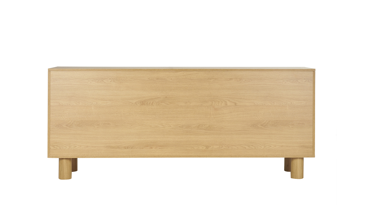 Buffet design en bois clair chêne massif gravé 4 portes L180 cm GOSHI ...