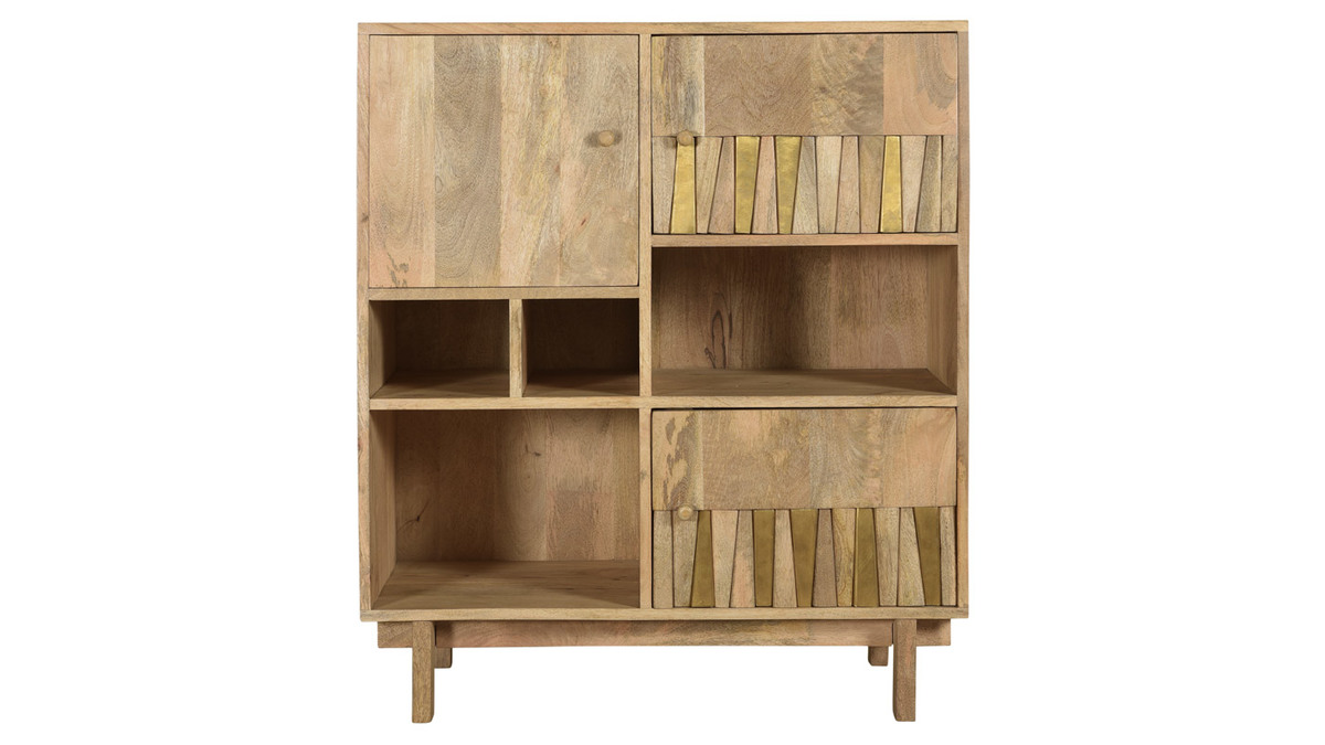 Buffet haut design manguier massif et laiton ZAIKA - Miliboo