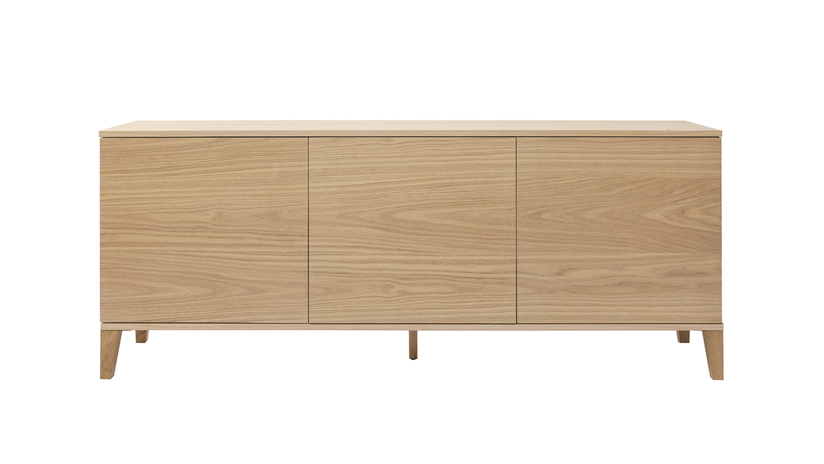 Buffet scandinave bois clair chêne 3 portes L180 cm FREDDY - Miliboo