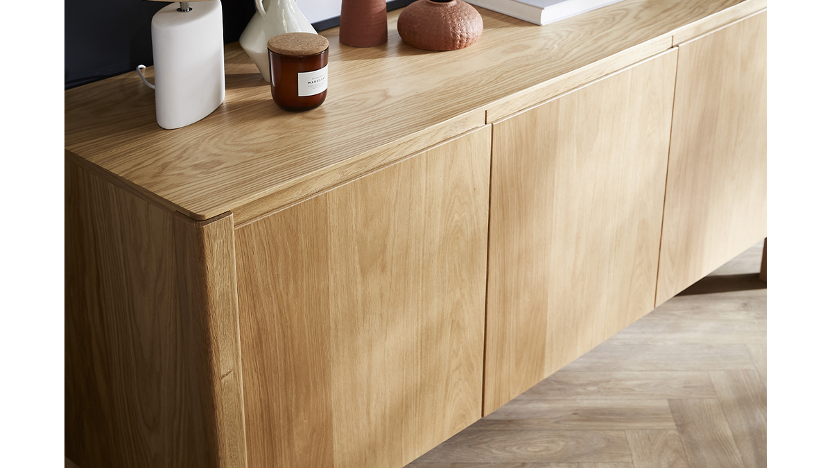 Buffet scandinave en bois chêne 3 portes L166 cm AGALI - Miliboo