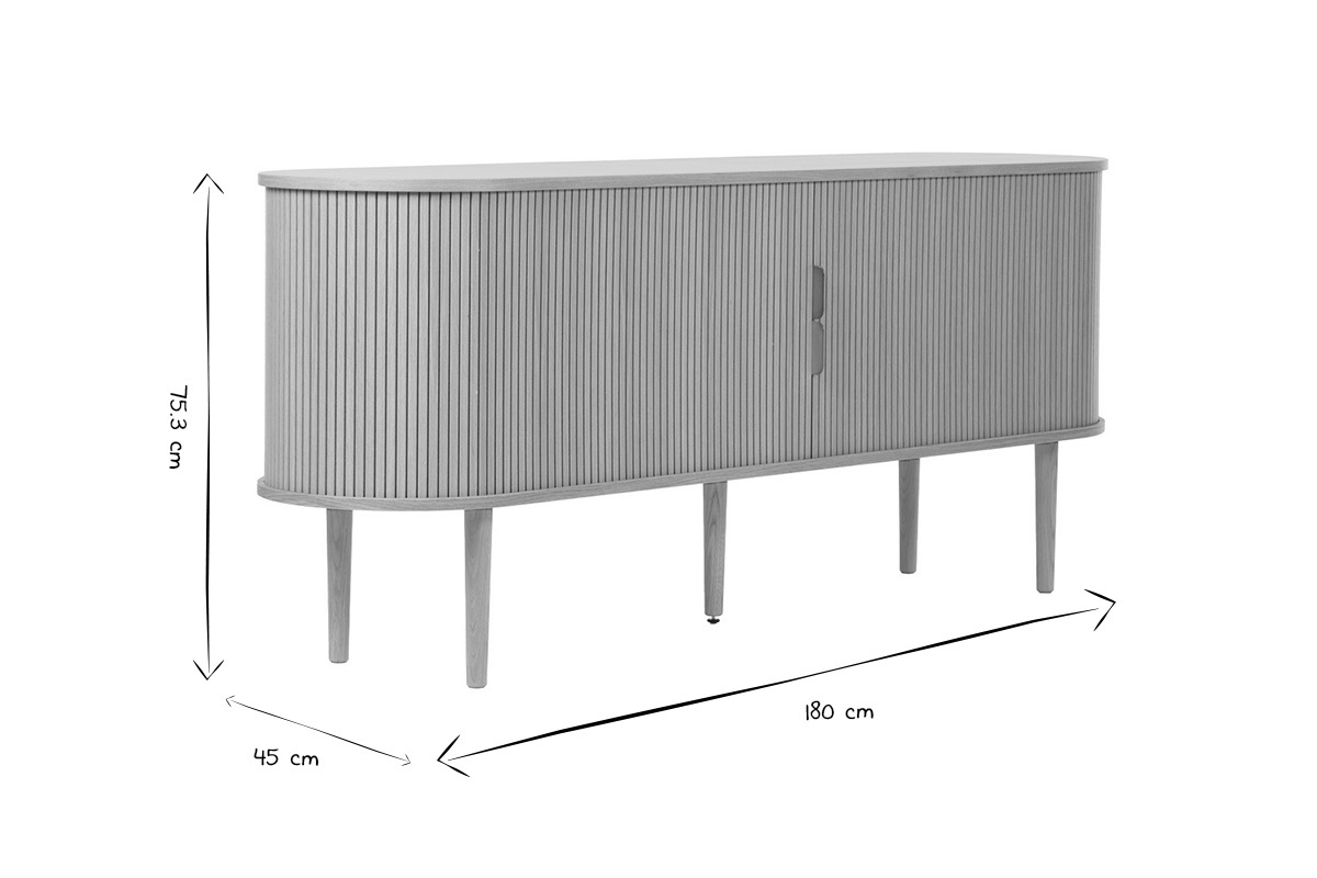 Buffet vintage bois clair chêne avec rangements 2 portes coulissantes ...