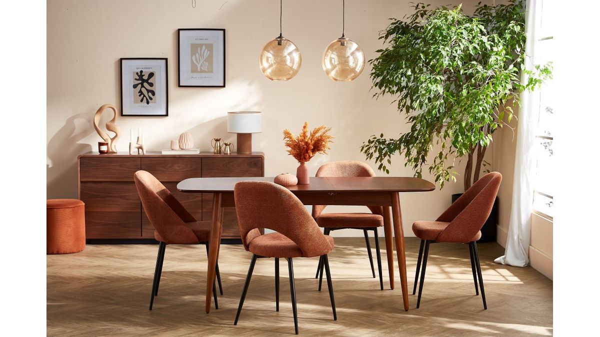 Buffet vintage bois foncé noyer 3 portes 3 tiroirs L160 cm JAKO - Miliboo