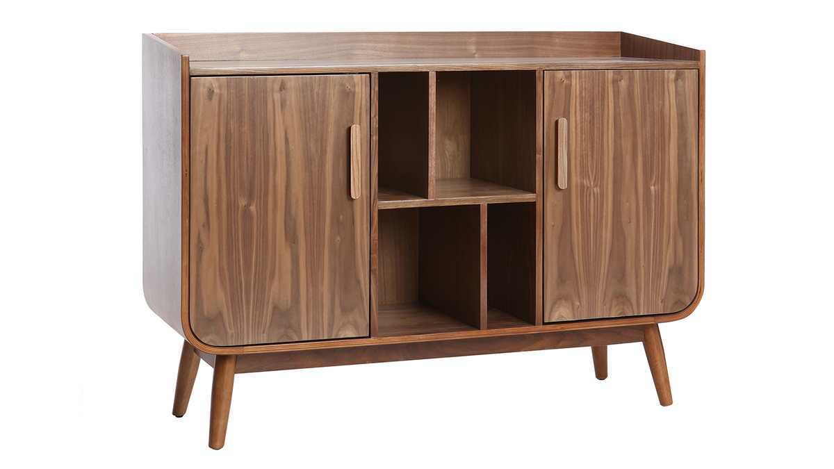 Buffet vintage bois noyer 2 portes HALLEN - Miliboo