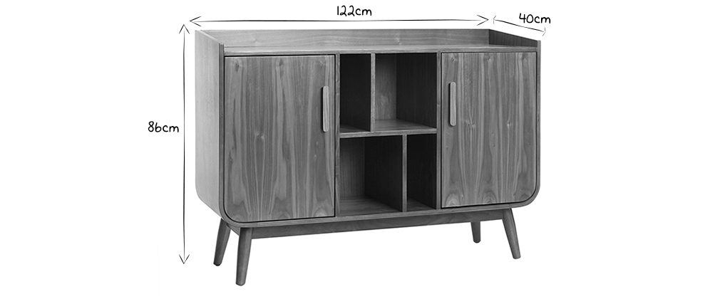 Buffet vintage bois noyer HALLEN - Miliboo