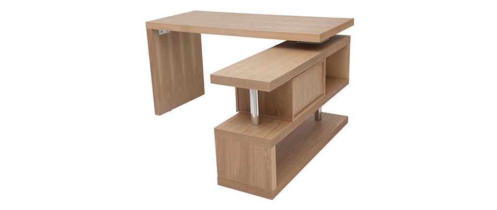 Bureau design modulable avec rangement 2 tiroirs amovible bois MAX ...