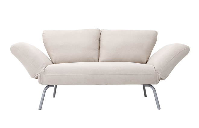 Canapé convertible 2 places design beige ELMER - Miliboo