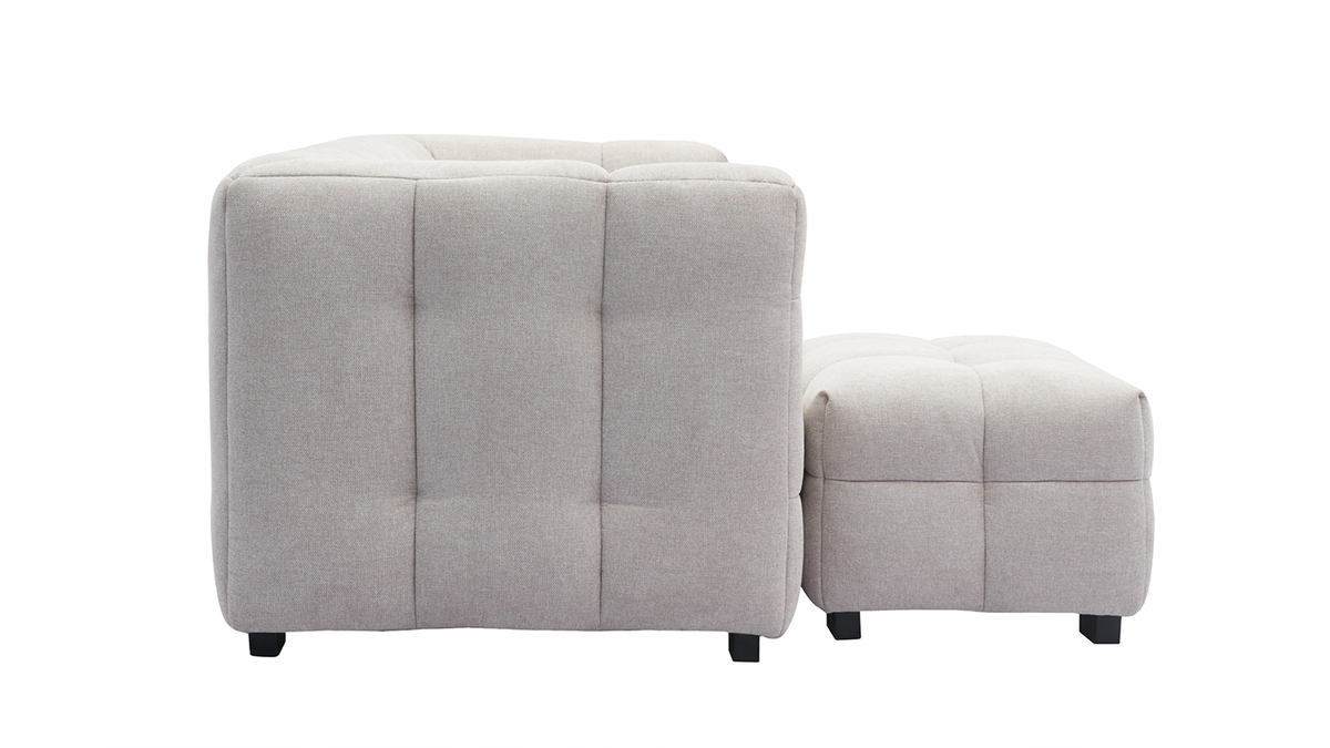 Canapé design 3 places et repose-pieds en tissu effet velours texturé ...