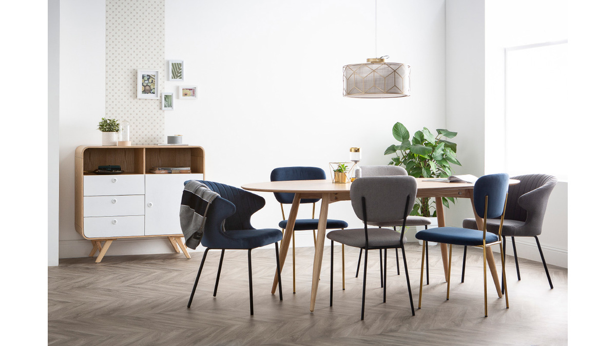 Chaise design en velours bleu foncé REQUIEM - Miliboo