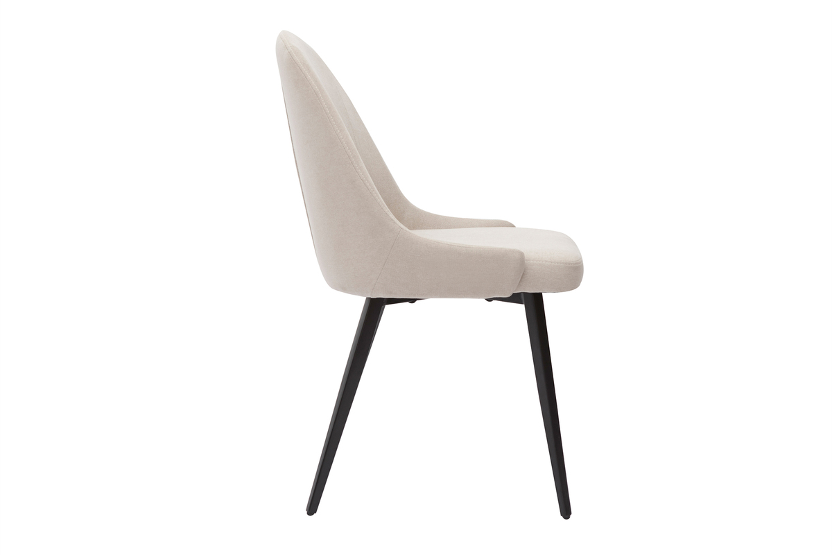Chaises design en tissu effet velours beige et métal noir (lot de 2 ...