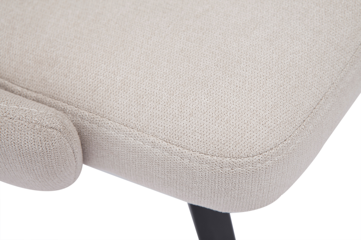 Chaises design en tissu effet velours beige et métal noir (lot de 2 ...