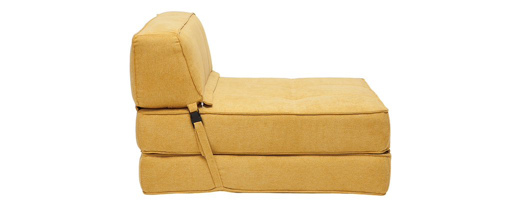 Chauffeuse convertible design effet velours moutarde KATY - Miliboo