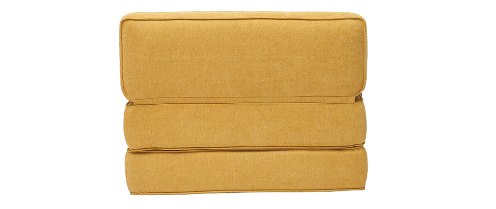 Chauffeuse convertible design effet velours moutarde KATY - Miliboo