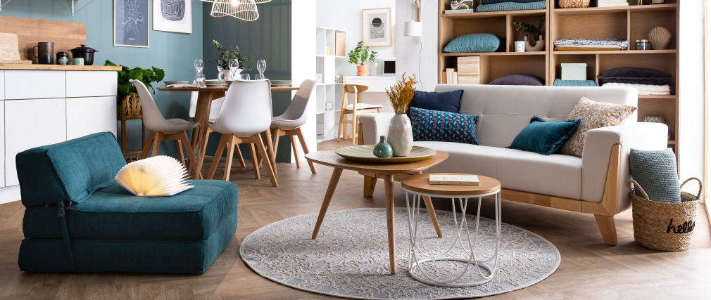 Chauffeuse convertible design effet velours moutarde KATY - Miliboo