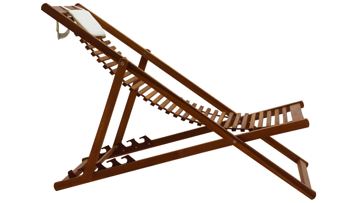 Chiliennes bois massif avec coussin en tissu blanc (lot 2) MOONA - Miliboo