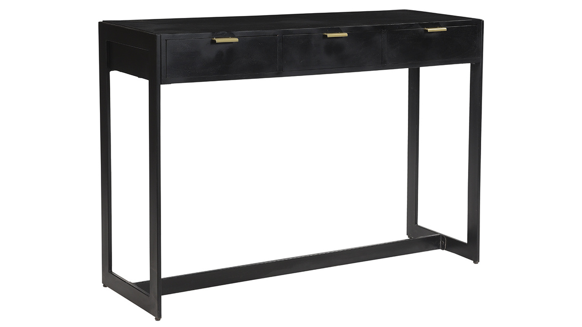 Console design noire et dorée 3 tiroirs L115 cm AVIDAN - Miliboo
