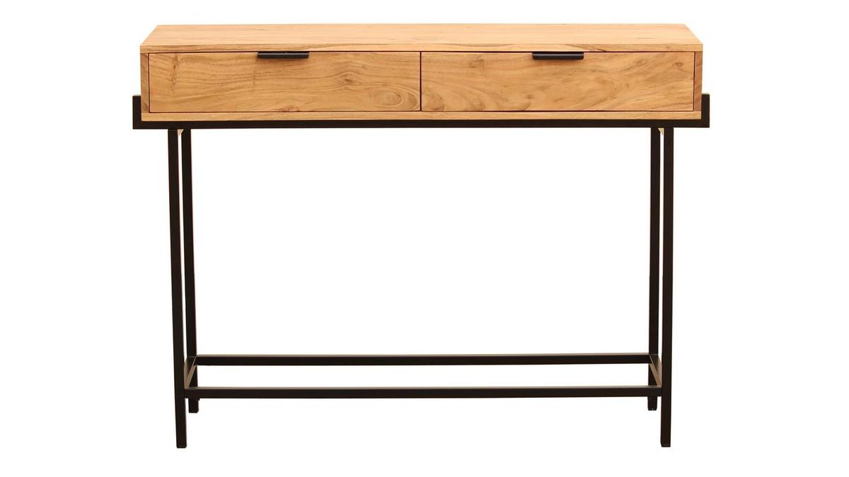 Console en acacia et métal noir L110 cm TEMUCO - Miliboo