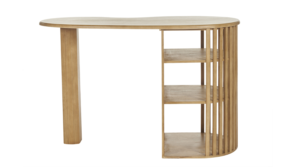 Îlot - table de bar avec rangements en bois manguier massif H90 cm ...