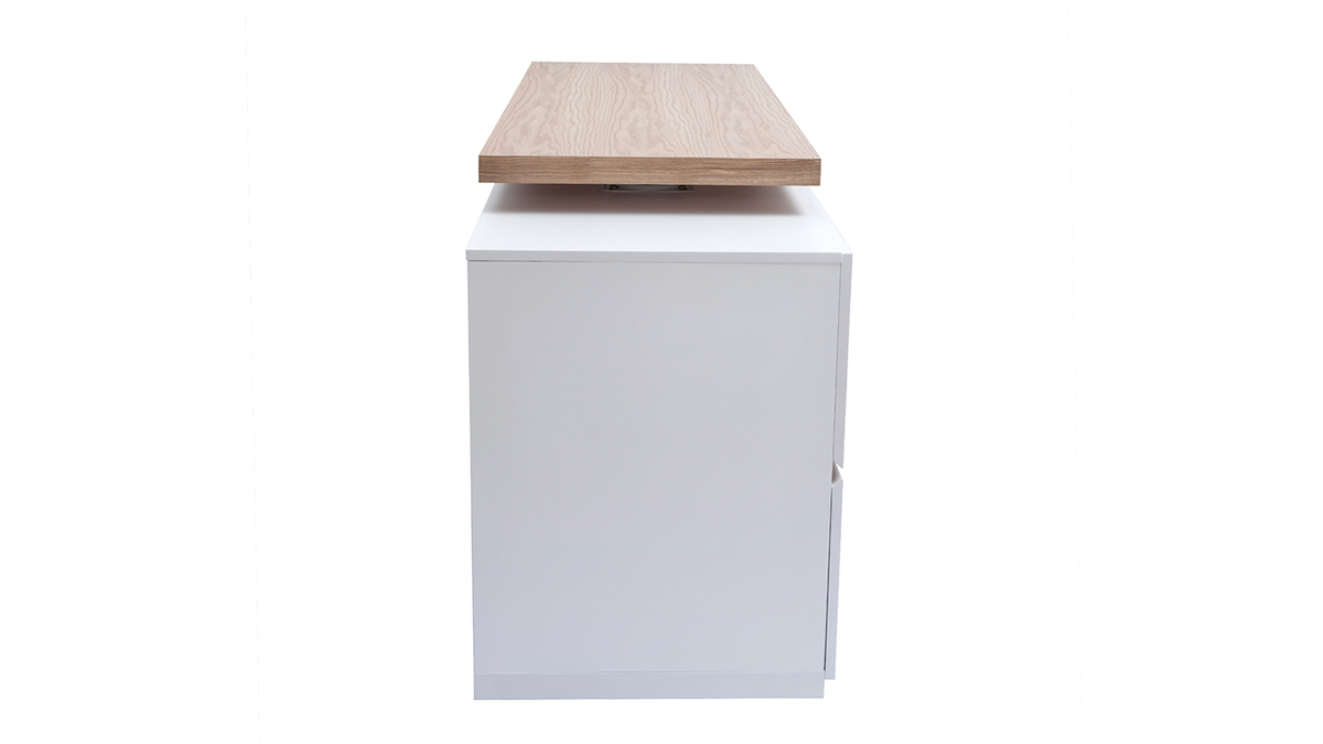 Îlot - table de bar modulable avec rangement blanc mat et chêne H90 MAX ...