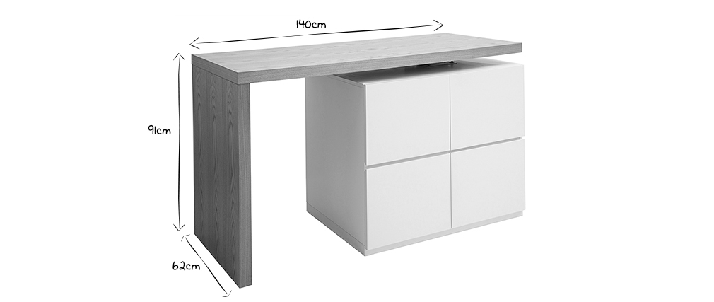 îlot - table de bar modulable avec rangement blanc mat et chêne H91 cm MAX - Miliboo