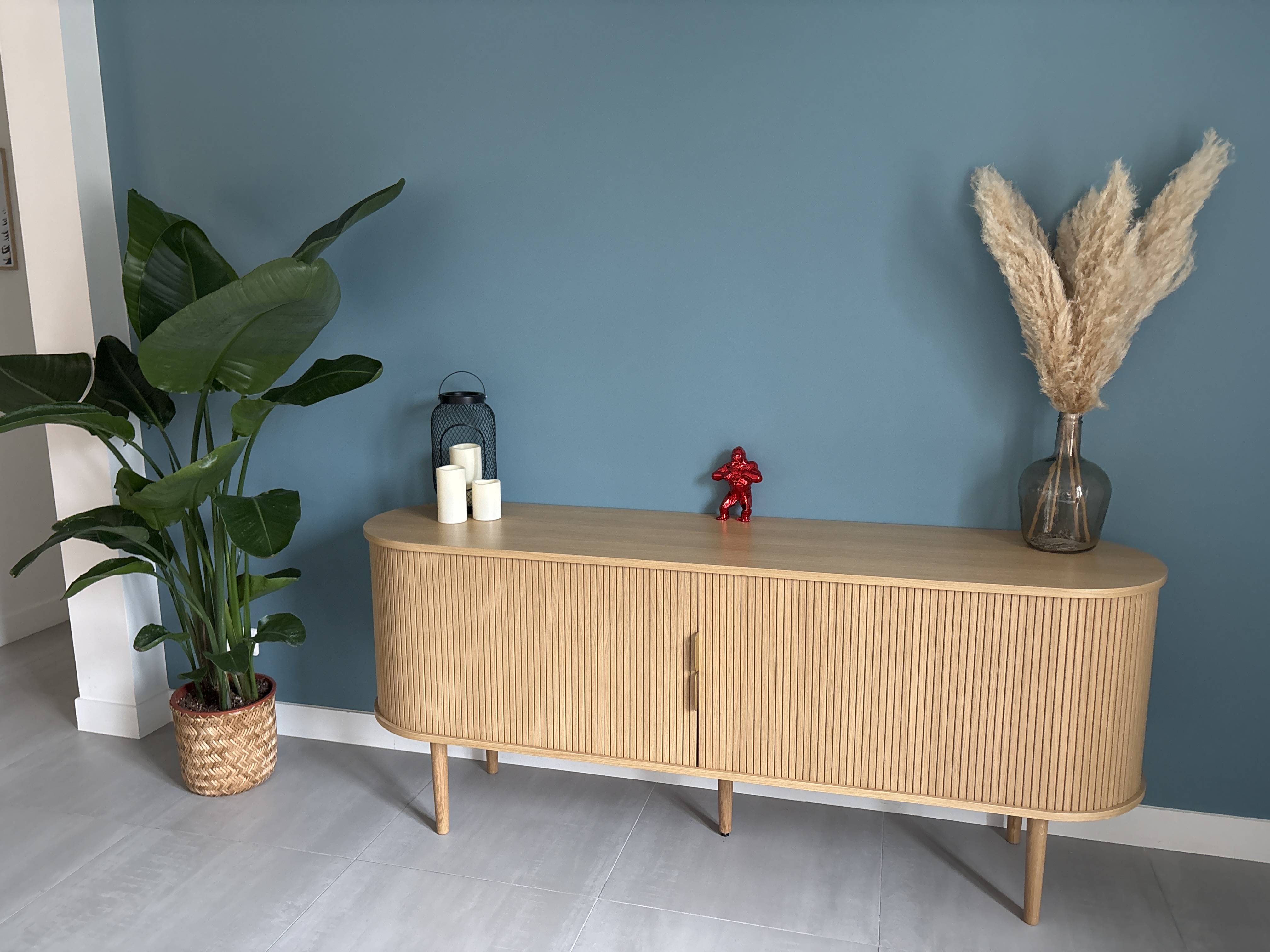 Buffet vintage bois clair chêne avec rangements 2 portes coulissantes ...