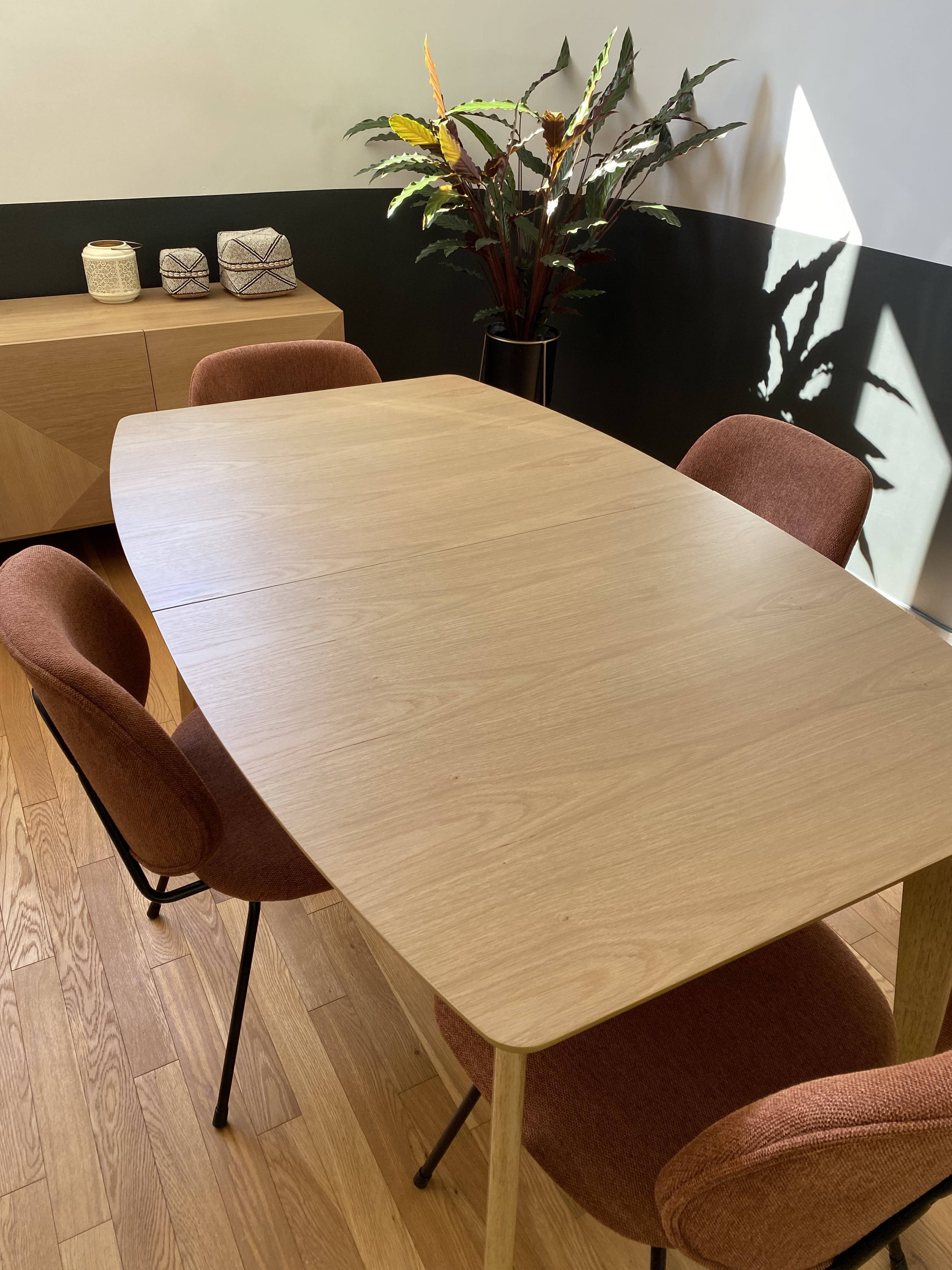 Table à manger extensible scandinave blanc et bois clair L150-200 cm ...