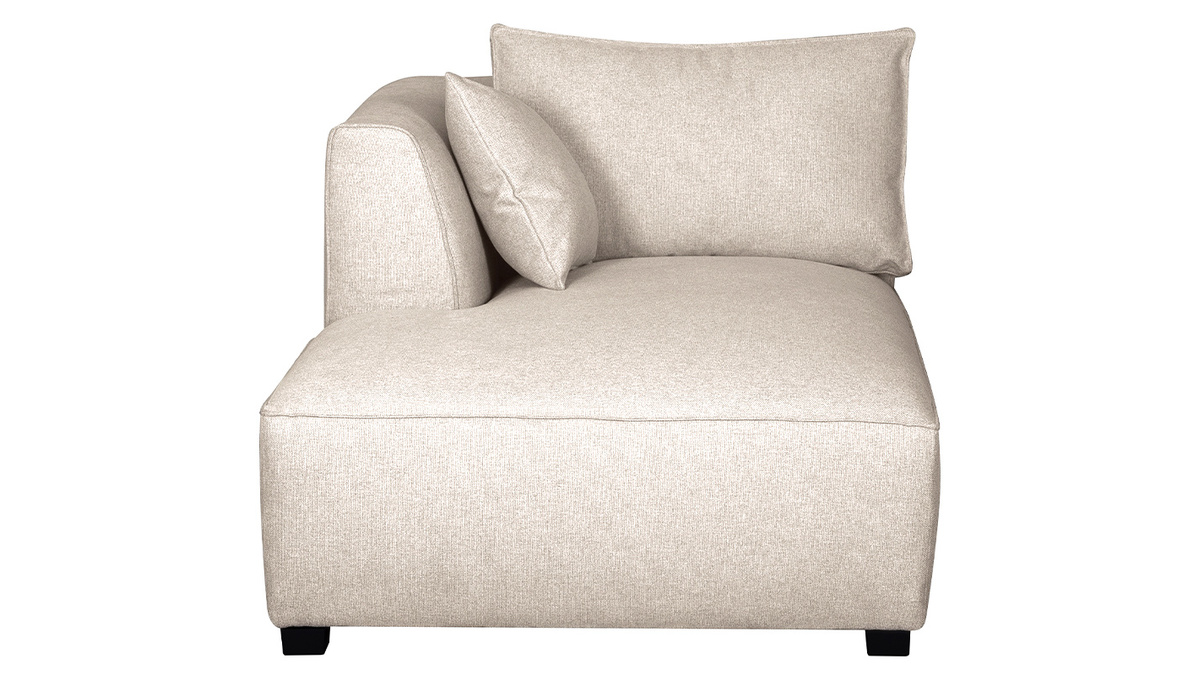 Méridienne angle gauche en tissu beige naturel PLURIEL - Miliboo