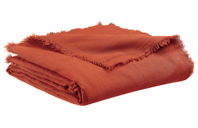 Plaid en lin terracotta 130 x 180 cm LINEN - Miliboo