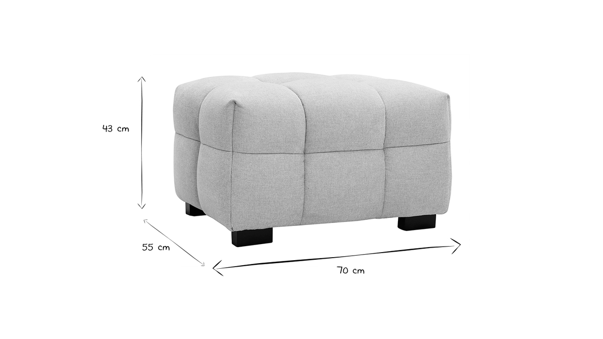 Pouf repose-pieds design en tissu effet velours texturé beige CORTO ...
