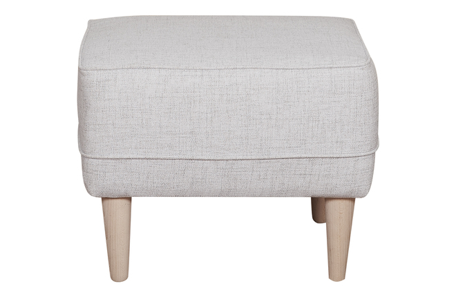 Pouf repose-pieds en tissu gris clair et bois clair PAPEL - Miliboo