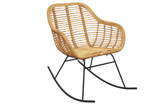 Rocking chair en rotin et métal MALACCA - Miliboo