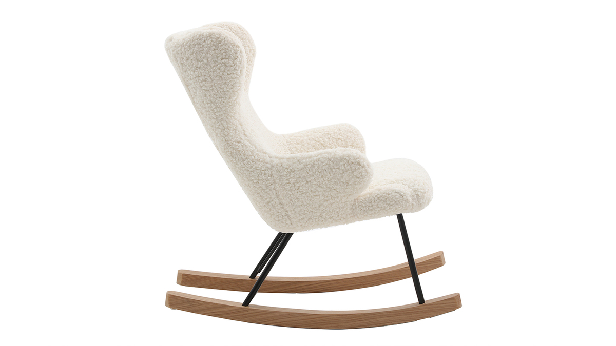 Rocking chair enfant tissu effet peau de mouton SHAUN - Miliboo