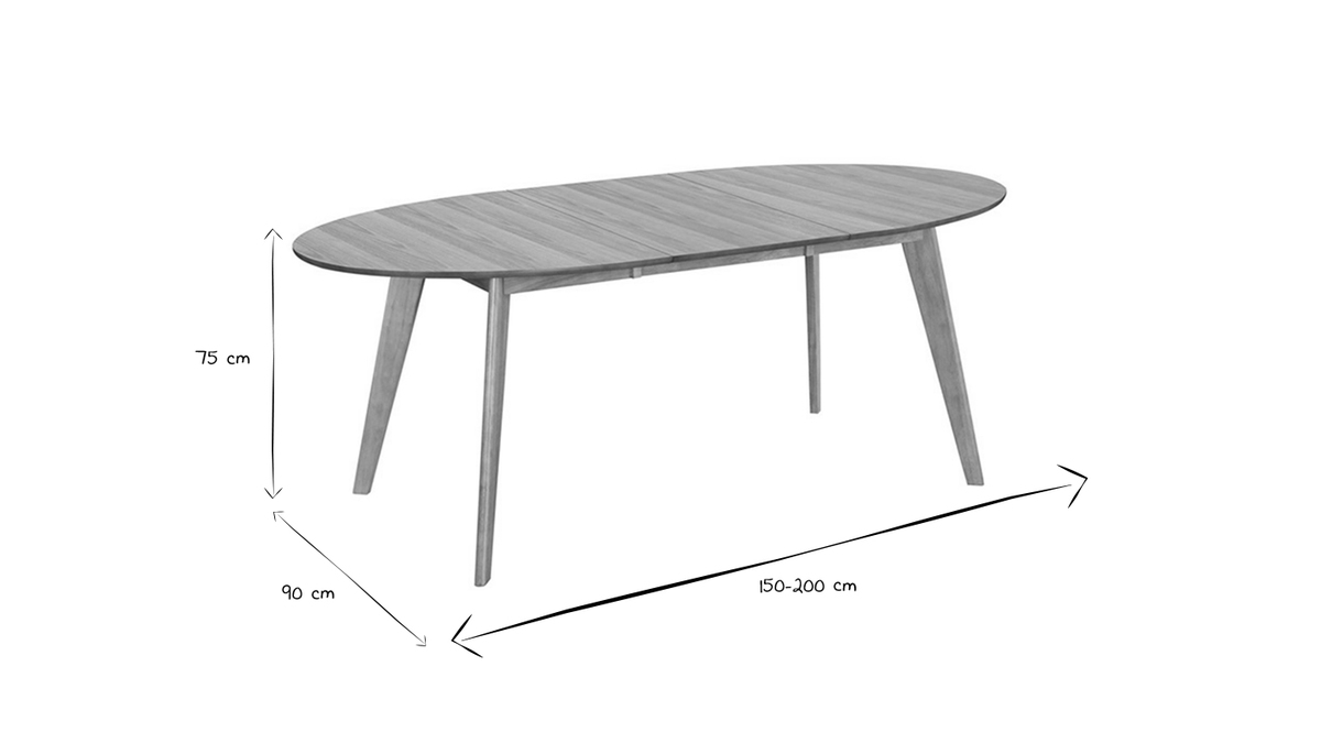 Table à manger extensible ovale en bois clair L150-200 cm MARIK - Miliboo