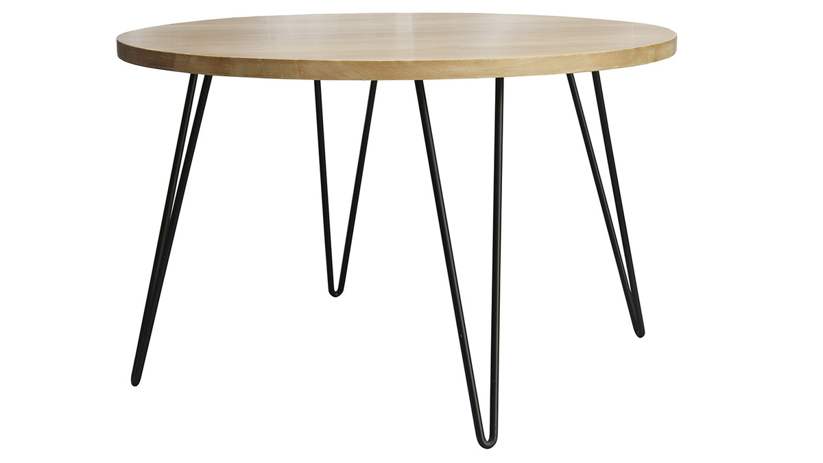 Table à manger ronde en bois manguier massif D116 cm VIBES - Miliboo