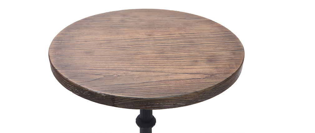Table bistrot haute ronde bois et métal CONTY - Miliboo