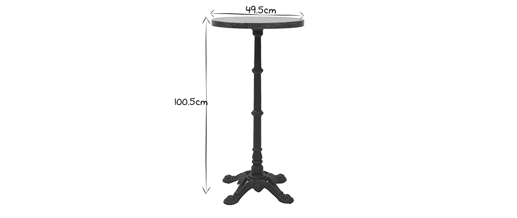 Table bistrot haute ronde bois et métal CONTY - Miliboo