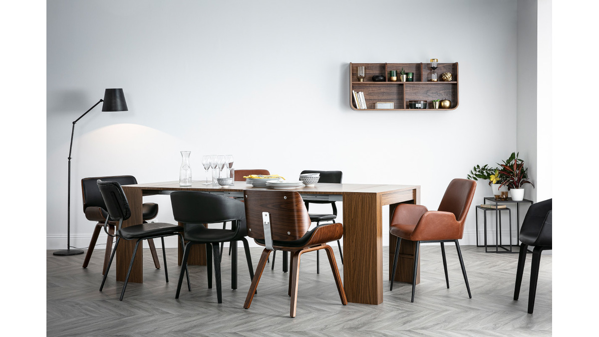 Table console extensible design noyer CALEB - Miliboo