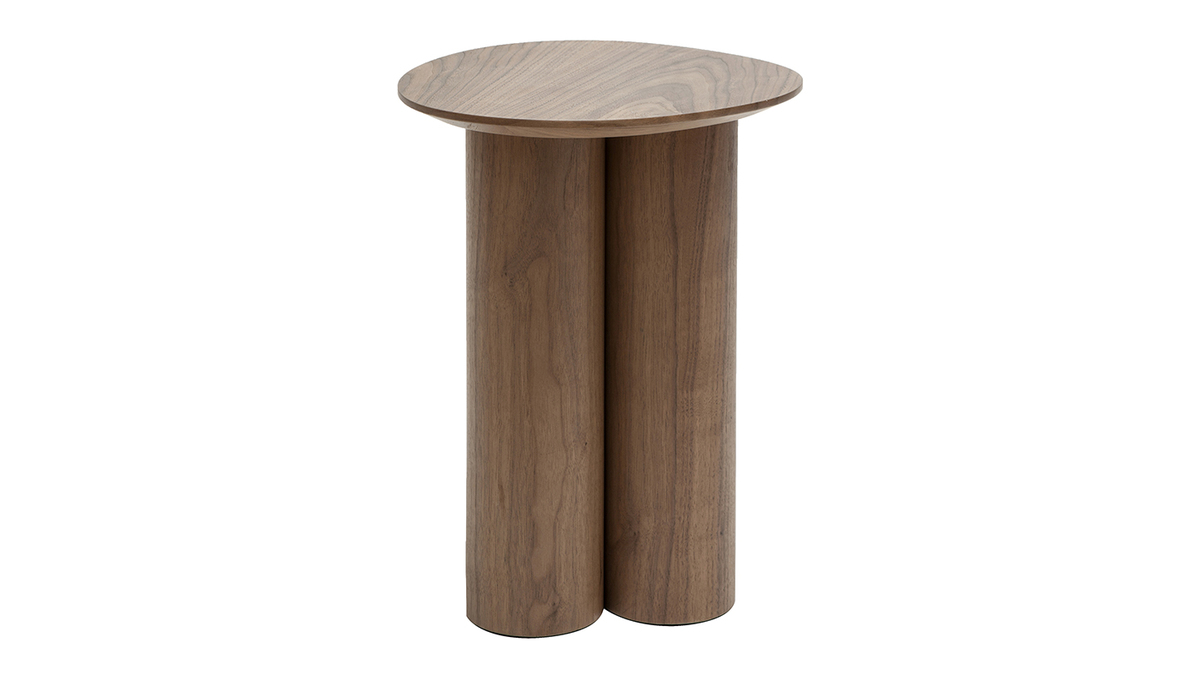 Table d'appoint design bois foncé noyer L44 cm HOLLEN - Miliboo