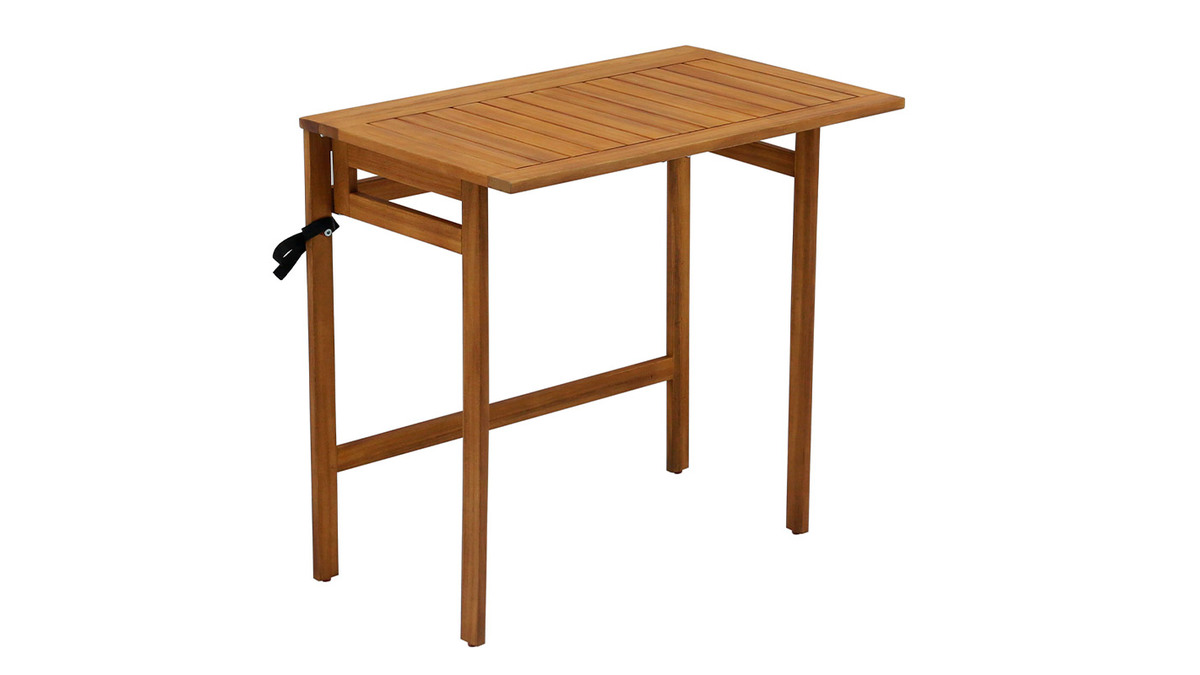Table de balcon pliante en bois massif L80 cm CARMEN - Miliboo