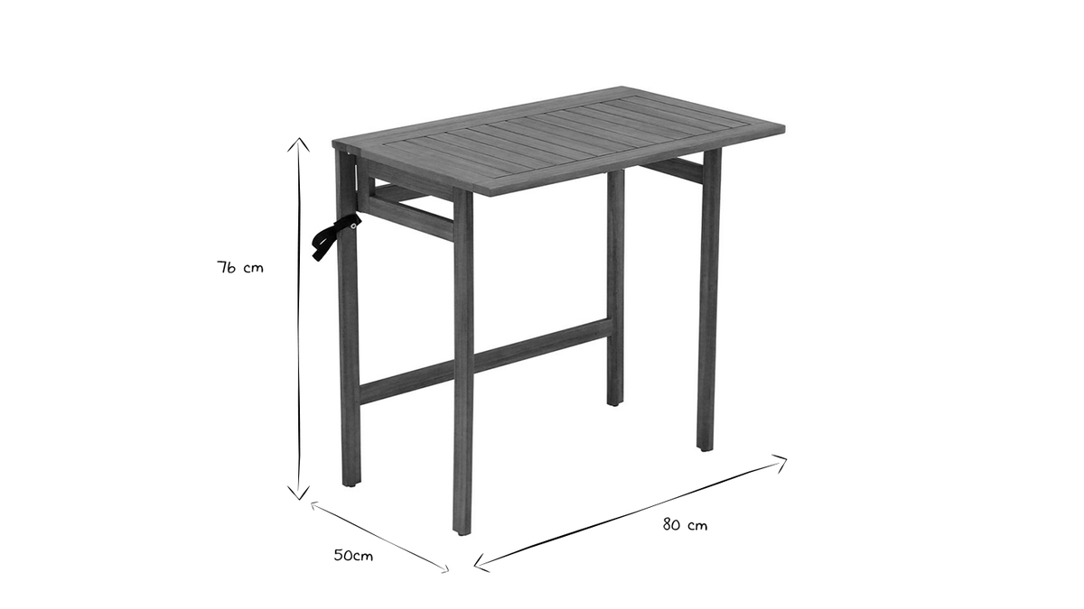 Table de balcon pliante en bois massif L80 cm CARMEN - Miliboo