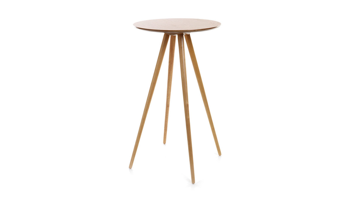Table de bar ronde scandinave bois L60 cm NORDECO - Miliboo
