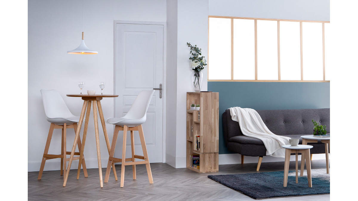 Table de bar ronde scandinave bois NORDECO - Miliboo