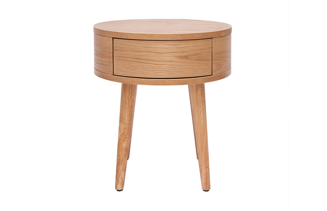 Table de chevet ronde en bois clair avec tiroir D45 cm JUDITH - Miliboo