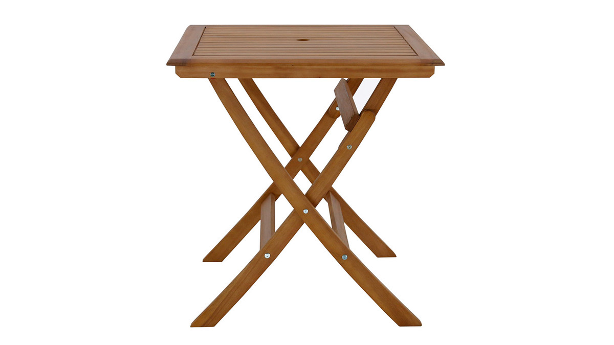 Table de jardin carrée pliante en bois massif L70 cm FUEGO - Miliboo