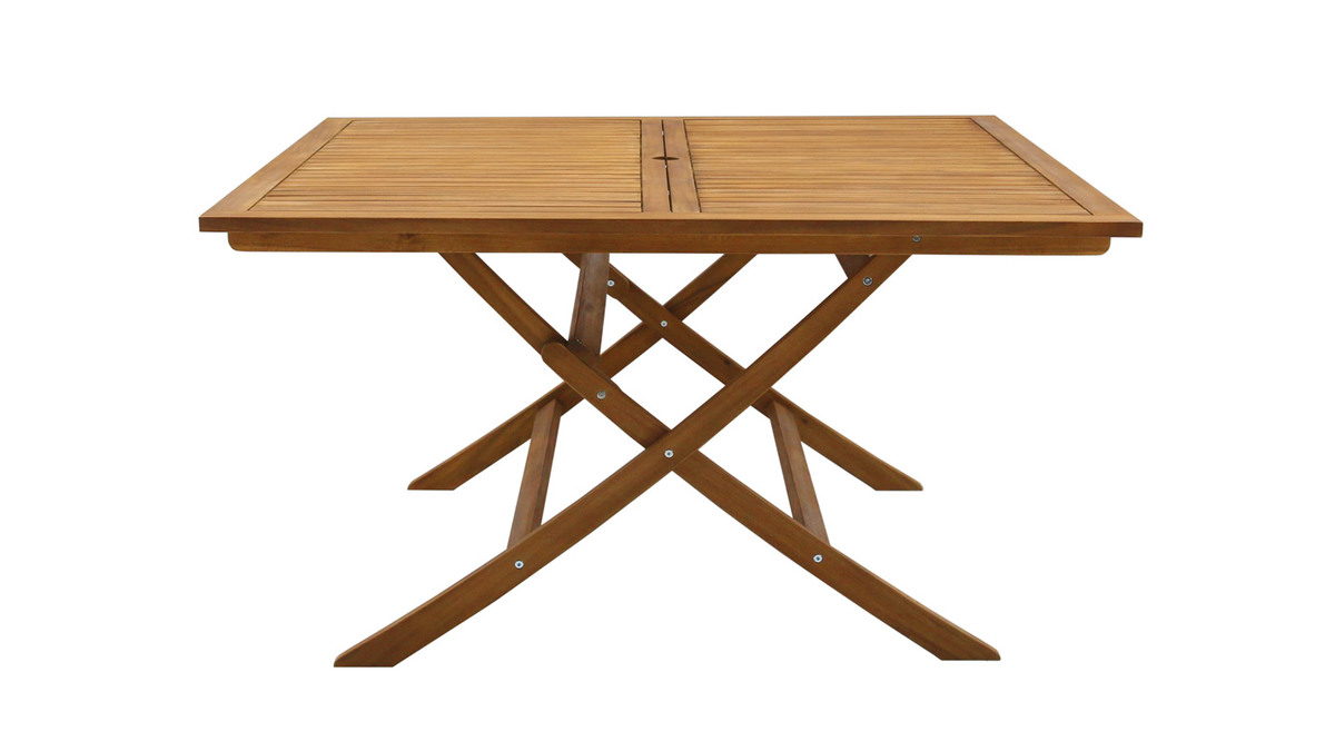 Table de jardin pliante carrée en bois massif L140 cm SANTIAGO - Miliboo