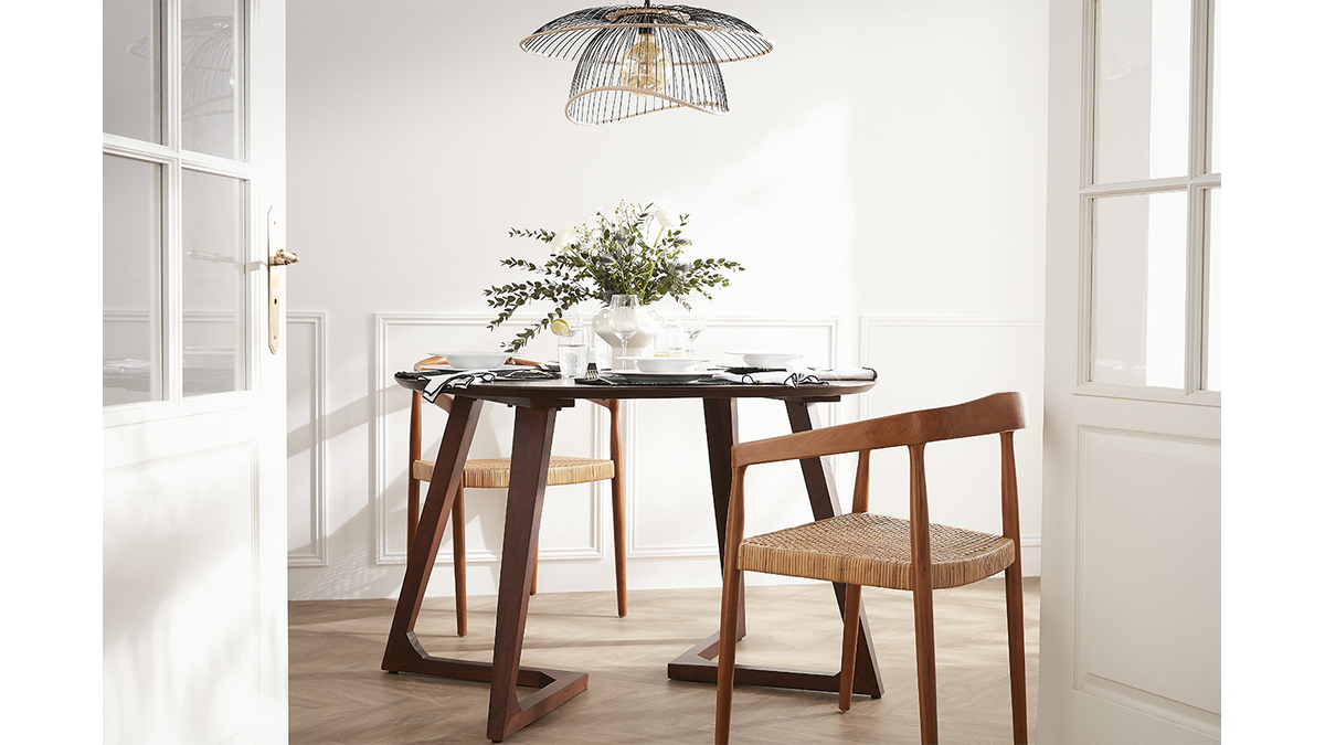Table design ronde en bois massif L115 cm BANDOL - Miliboo