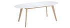 Table extensible ovale blanche et bois clair L150-200 cm LEENA - Miliboo