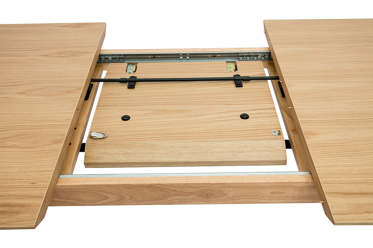 Table extensible rallonges intégrées rectangulaire en bois clair chêne ...