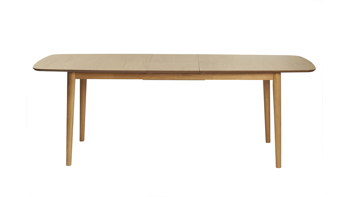 Table extensible rallonges intégrées rectangulaire en bois clair chêne ...