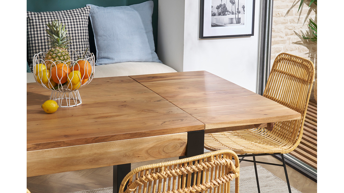 Table extensible rallonges intégrées rectangulaire en bois massif et ...