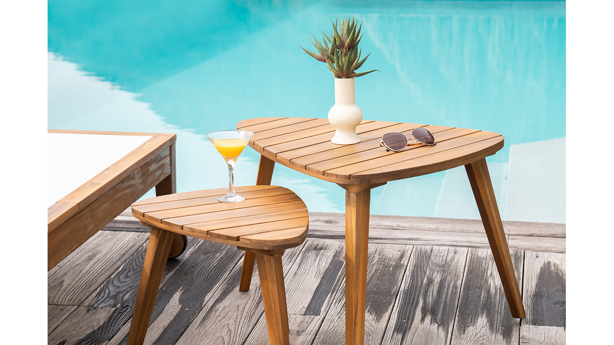 Tables basses gigognes en bois massif (lot de 2) ELQUI - Miliboo